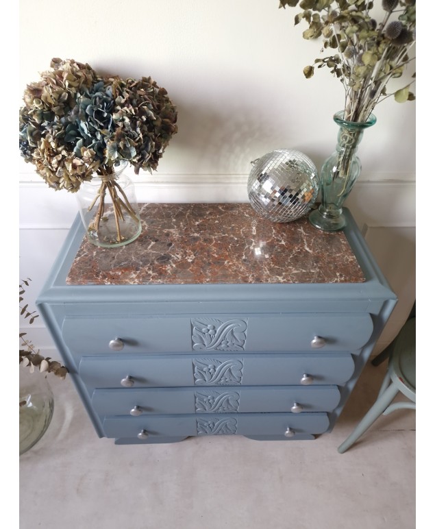 Commode art déco bleue